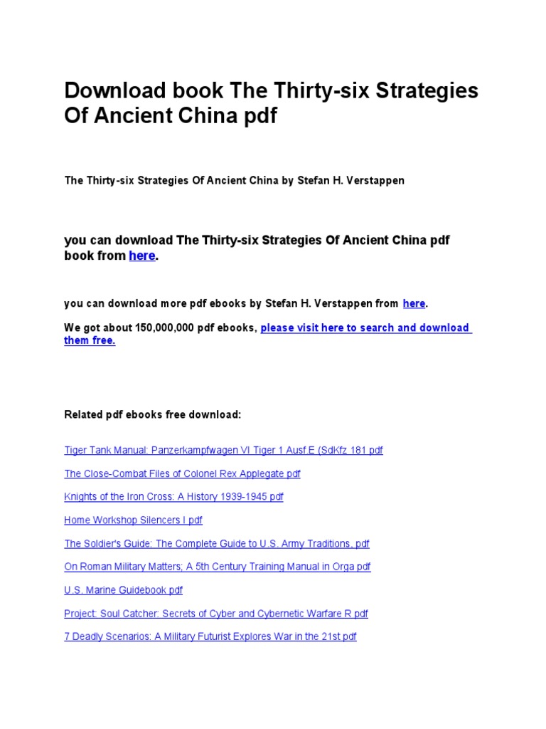 Download The Thirty-six Strategies PDF | PDF