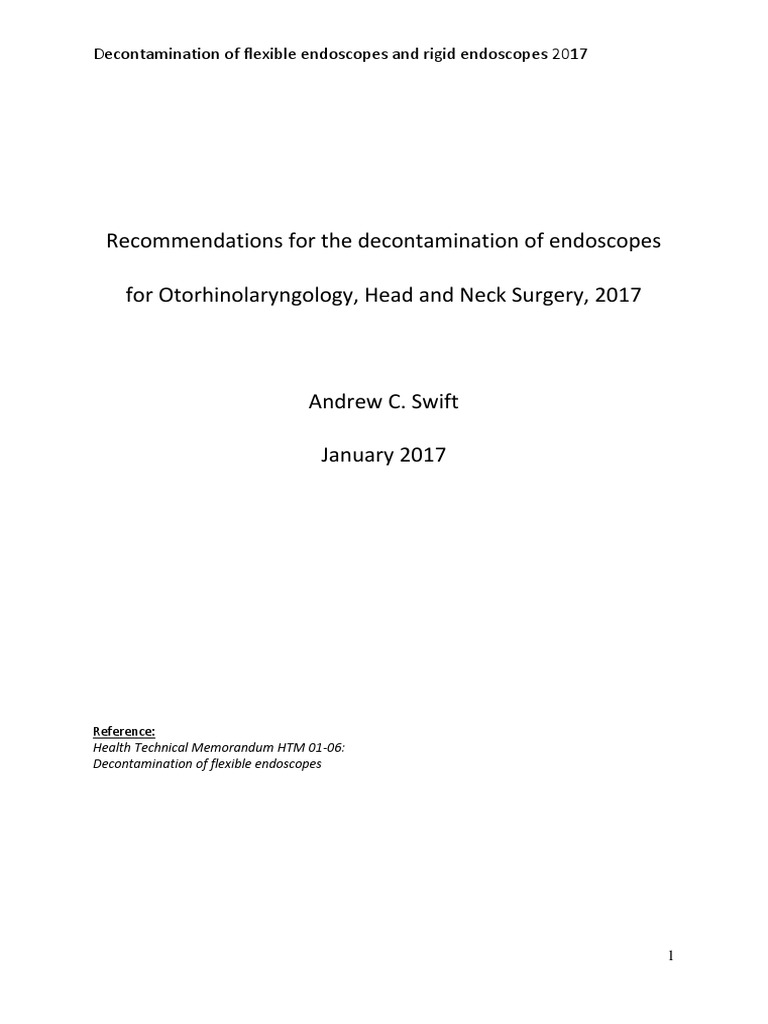 Endoscope Decontamination Guide 2017 | PDF | Endoscopy | Sterilization ...