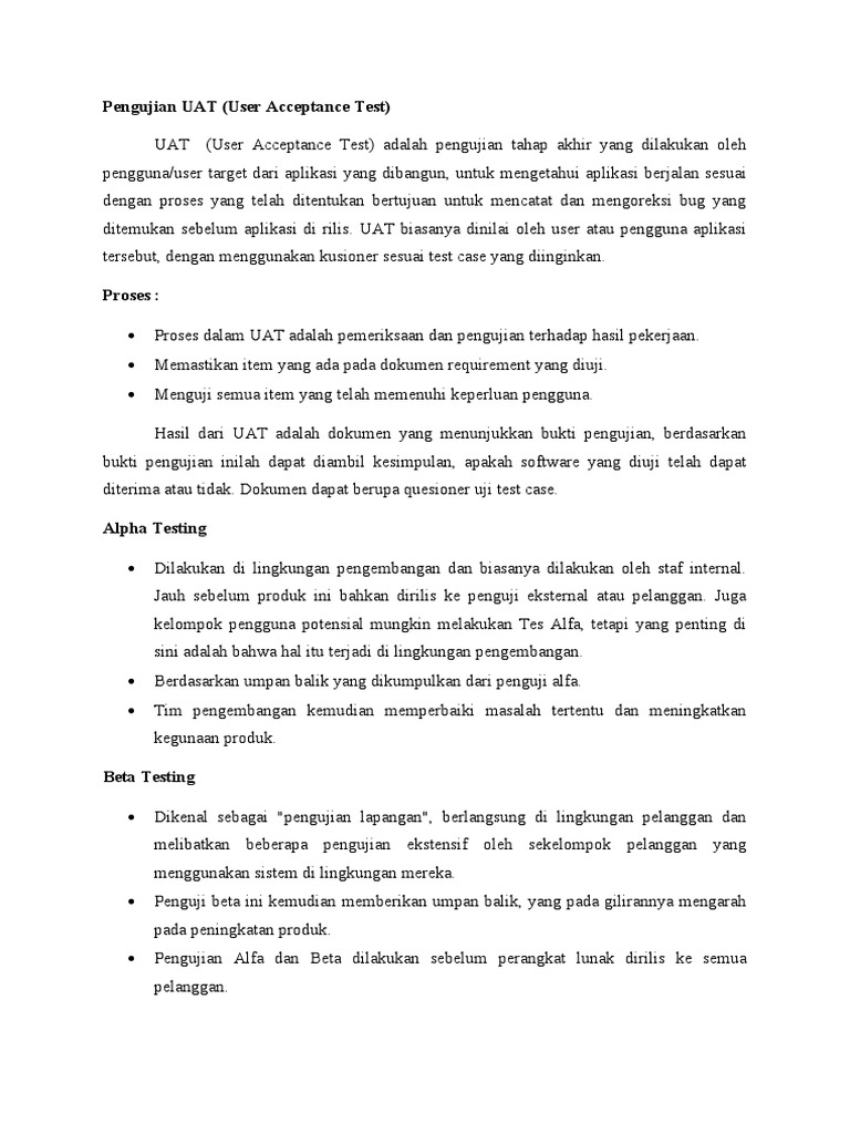 Pengujian UAT | PDF