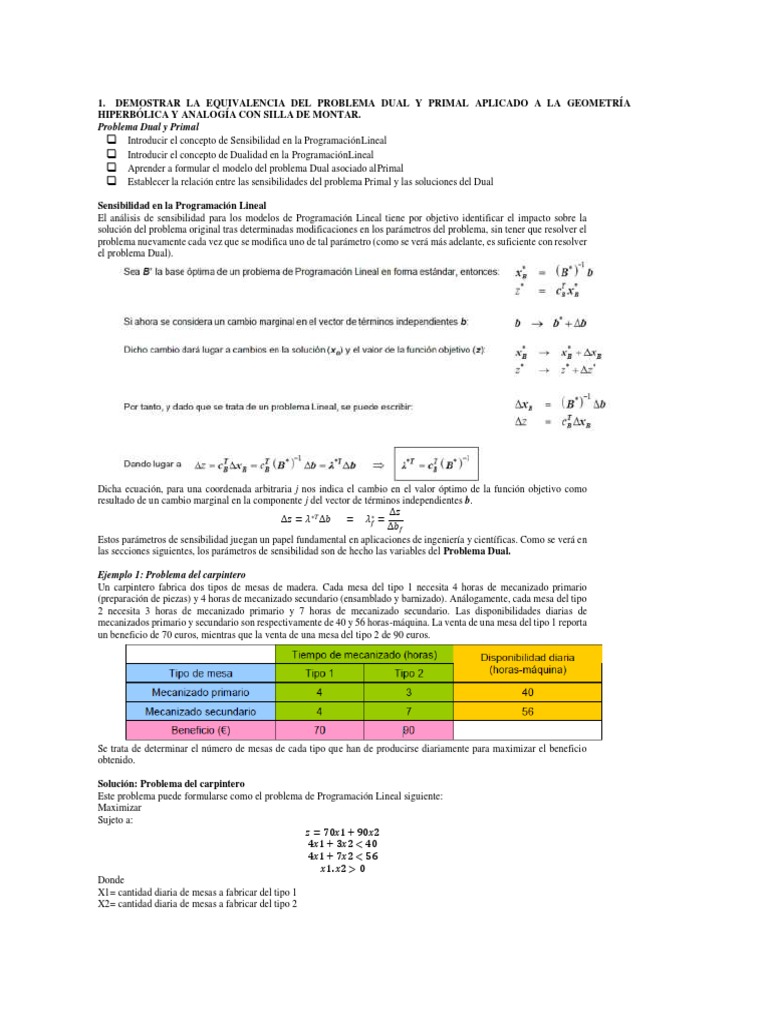 Problema 7 Demostración Del Dual A Primal | PDF | Programación lineal | Función (Matemáticas)
