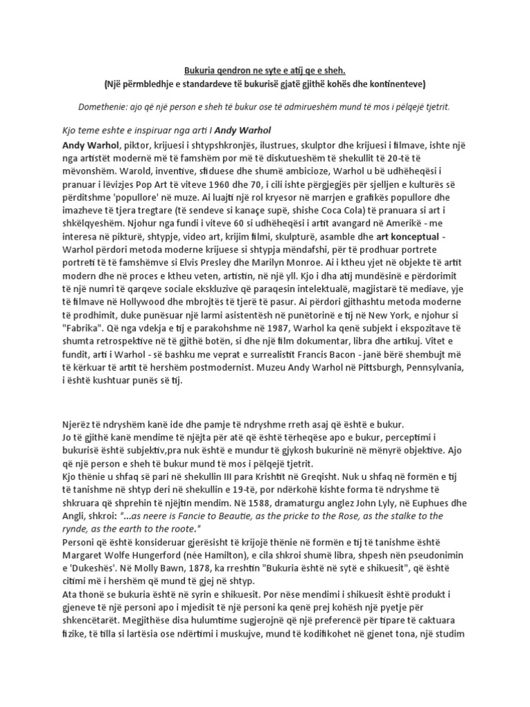 Bukuria Qendron Ne Syte e Atij Qe e Sheh | PDF