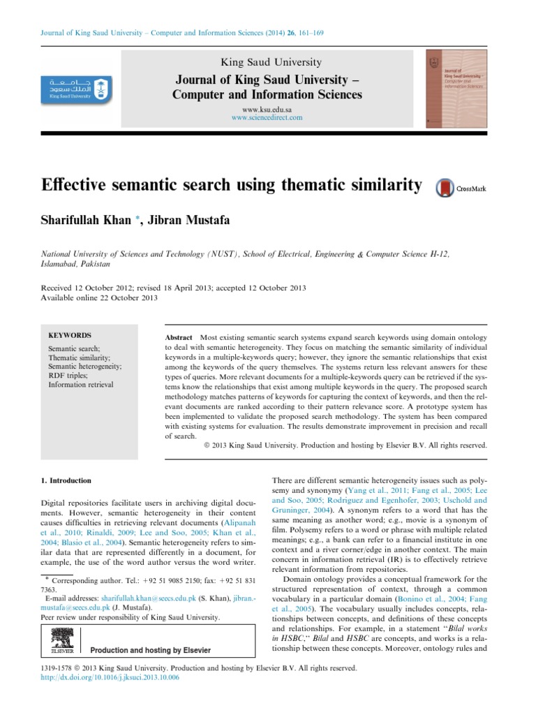Effective Semantic Search Using Thematic Similarity: Journal of King ...