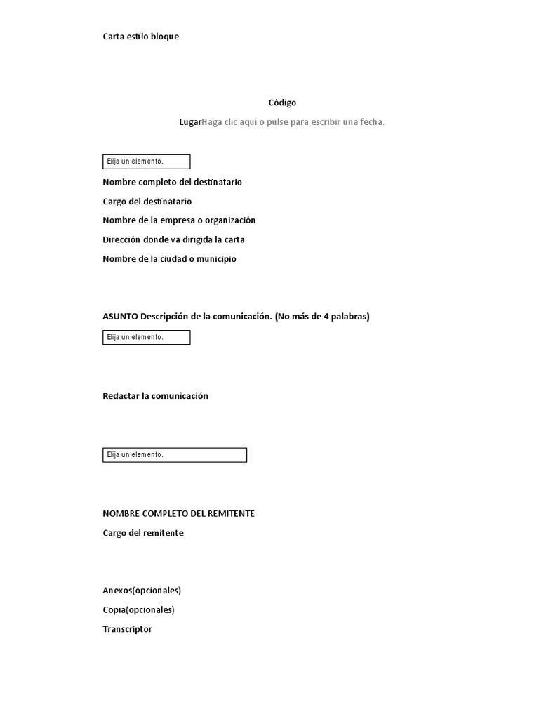 Carta Estilo Bloque | PDF