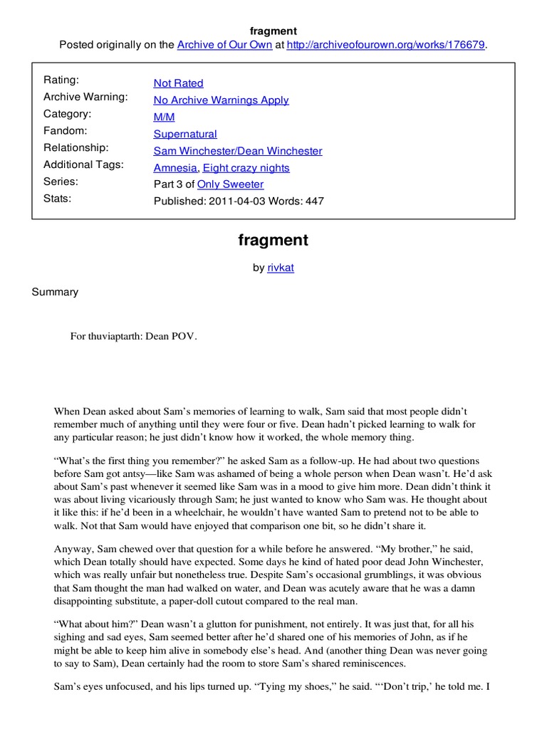 Fragment: Archive of Our Own | PDF | Poetry