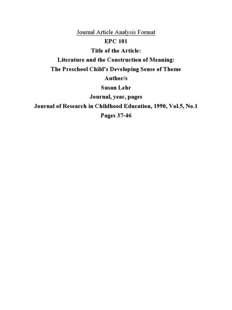 Journal Article Analysis Format | Download Free PDF | Teaching Method ...