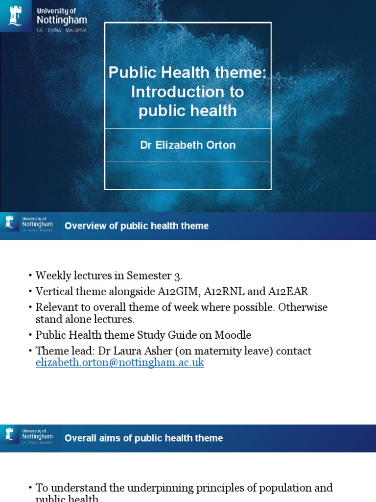Public Health Theme: Introduction To Public Health: DR Elizabeth Orton ...