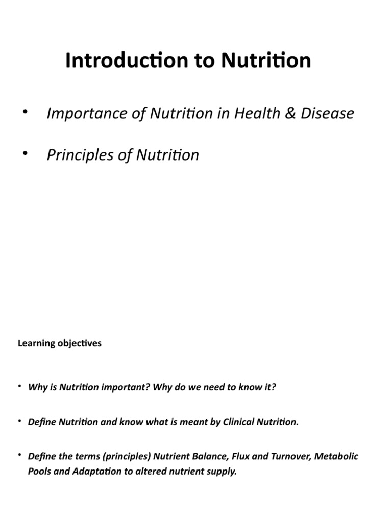 Introduction To Nutrition: - Importance of Nutrition in Health ...