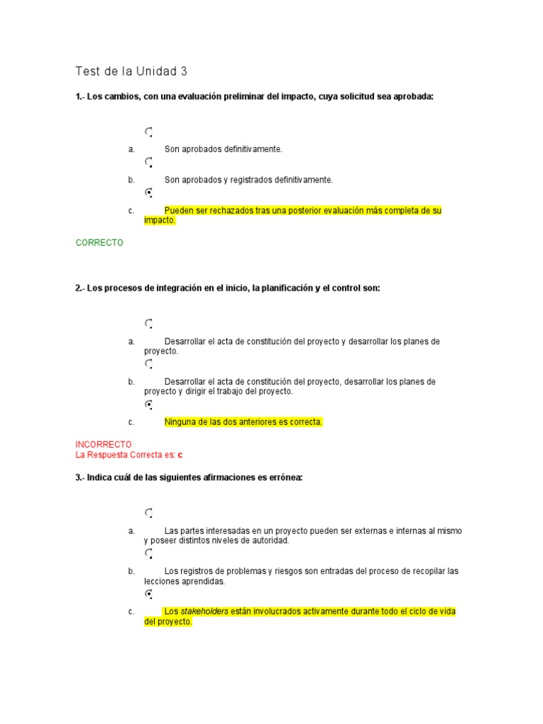 Test de La Unidad 3 BV | PDF