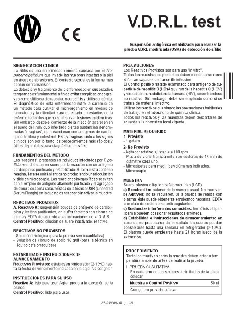 VDRL Test C Control Pos SP | PDF | Hepatitis | Infección