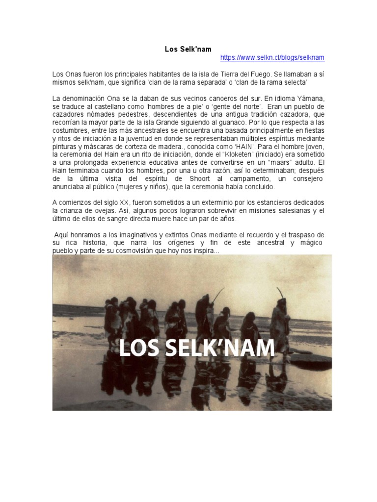 Historia y cosmovisión de los Selk'nam | PDF