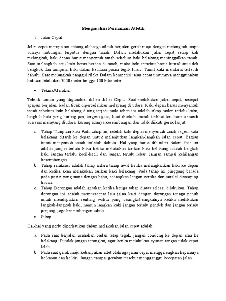 Menganalisis Permainan Atletik | PDF