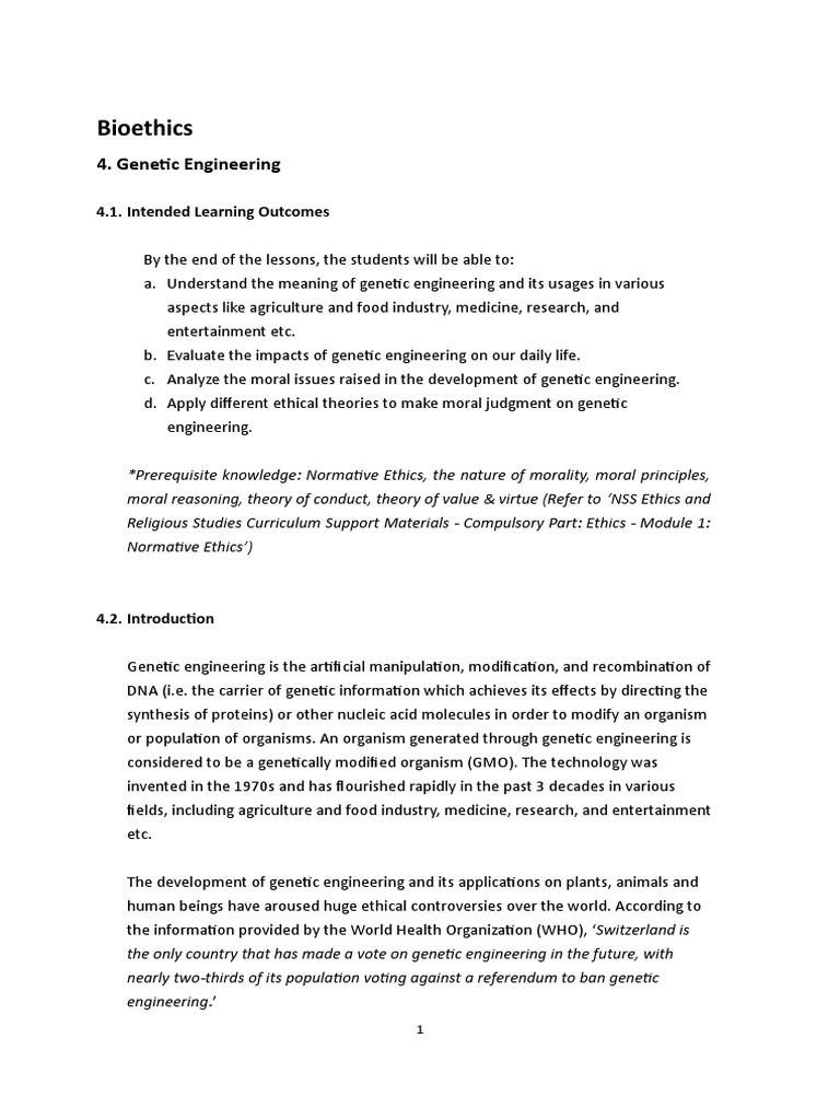 Evaluating the Ethical Issues of Genetic Engineering | PDF | Genetic ...