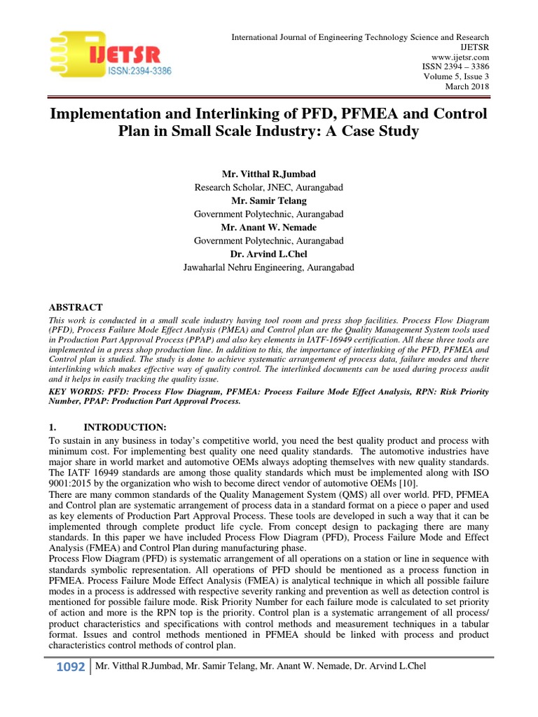 Interlinking PFD, PFMEA, Control Plan | PDF | Quality Management System ...