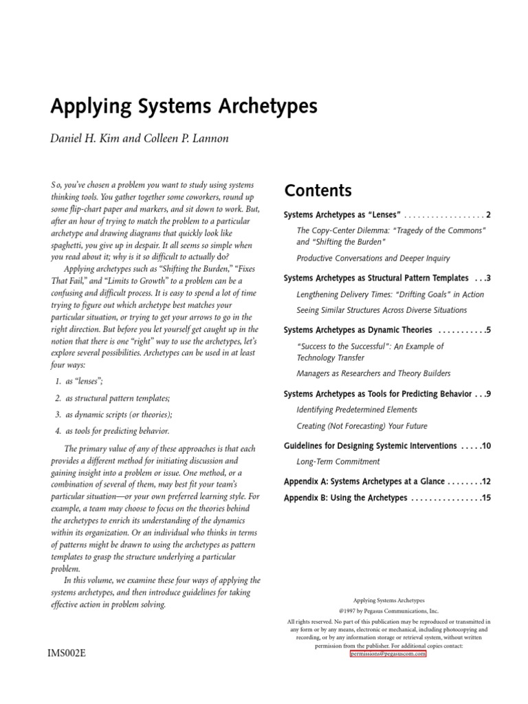 Applying Systems Archetypes IMS002Epk | PDF | Systems Theory | Systems ...