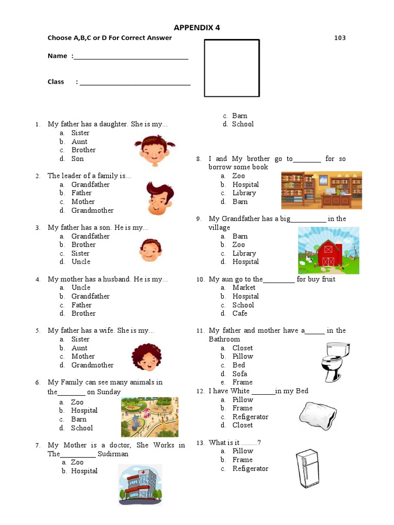 Appendix 4: Choose A, B, C or D For Correct Answer Name | PDF