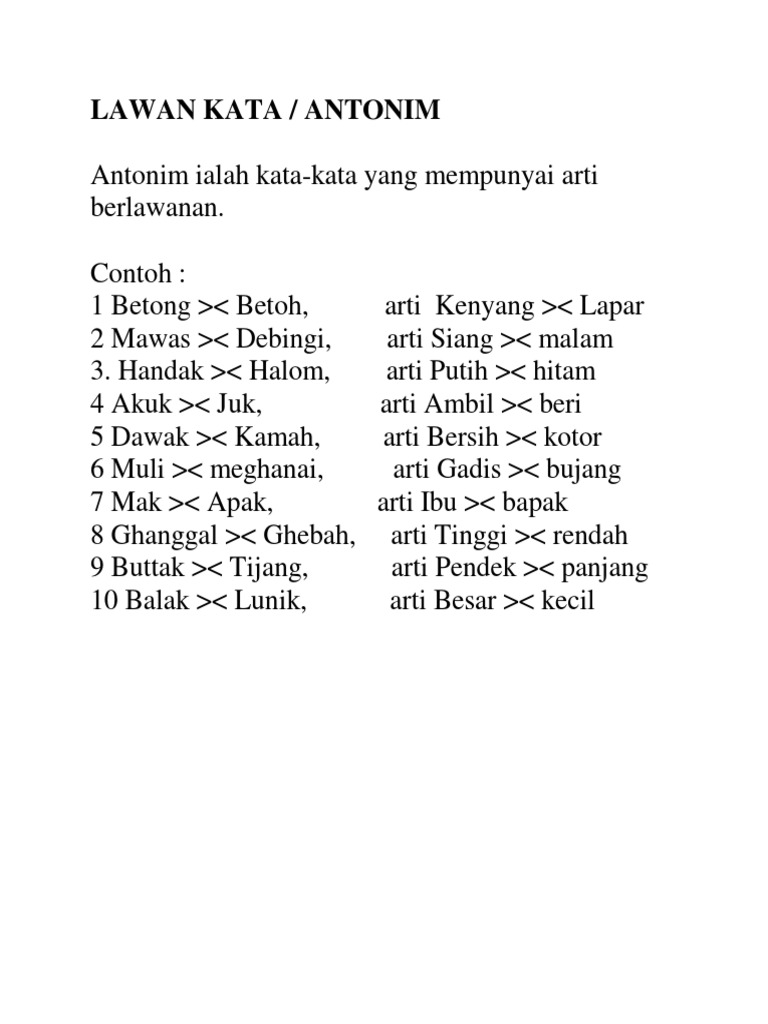 Lawan Kata PDF | PDF