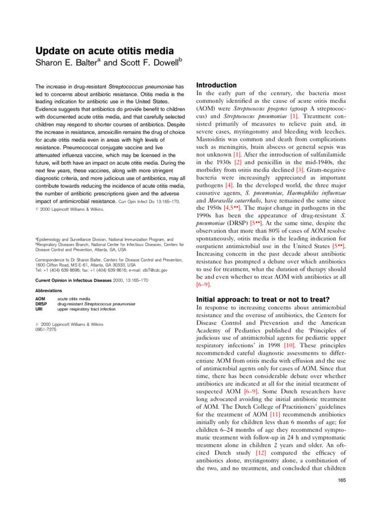 Otitis Media Aguda Update COID 2000 | PDF | Pneumonia | Antimicrobial ...