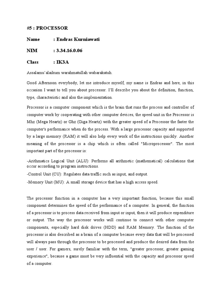 #5: Processor Name: Endras Kurniawati NIM: 3.34.16.0.06 Class: IK3A ...