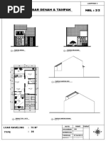 Gambar Kerja Denah Rumah 1 Lantai Type 36 | PDF