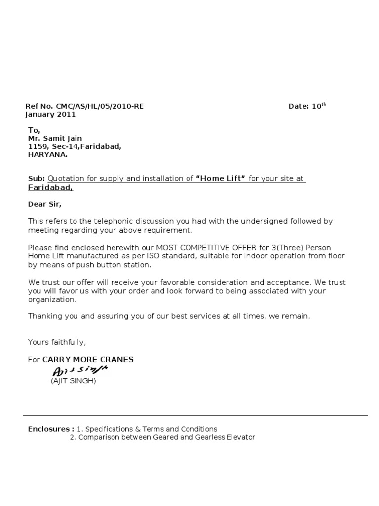 Quotation For Home Lift | PDF | Elevator | Door