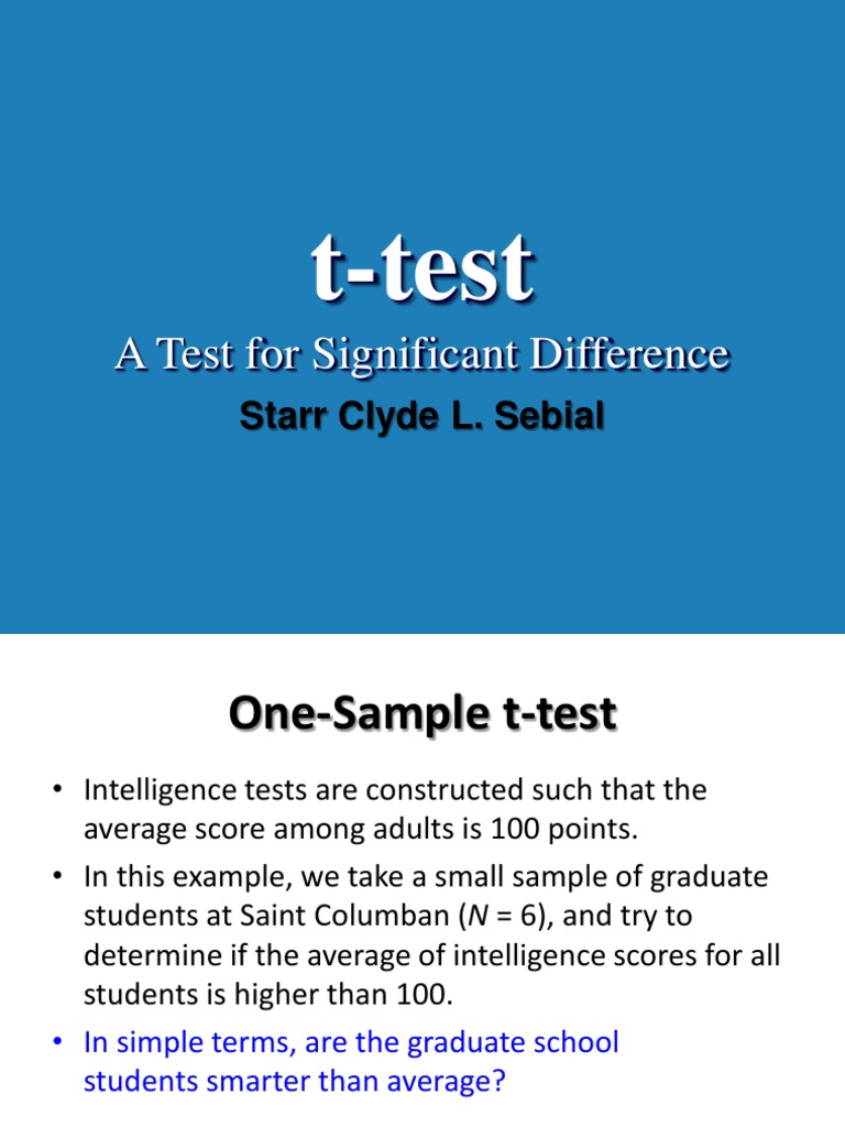 t-test for significant difference | PDF | Student's T Test | P Value