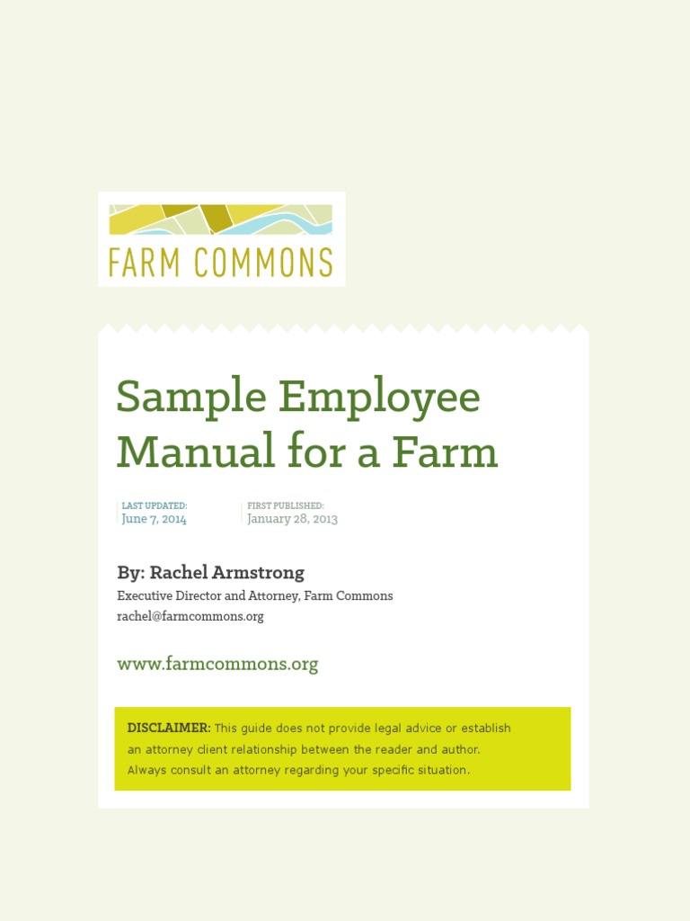 Sample Employee Manual For A Farm: By: Rachel Armstrong | PDF ...