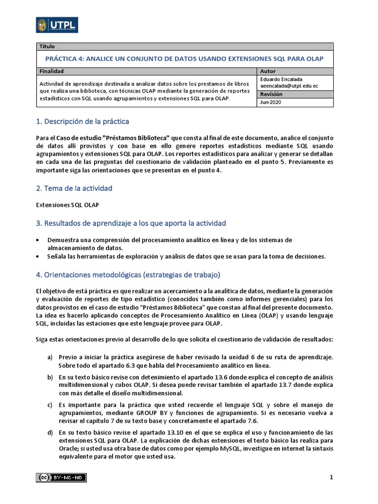 Practica4 Enunciado | PDF | SQL | Cuestionario