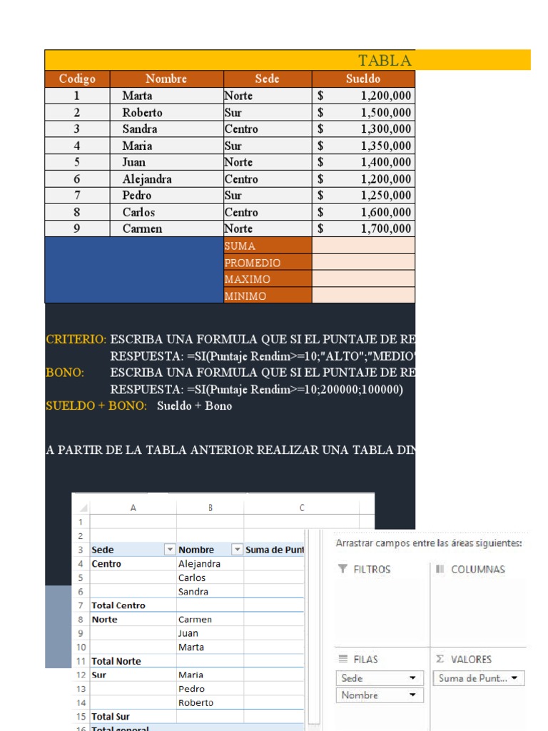 Taller Tablas Dinamicas | PDF