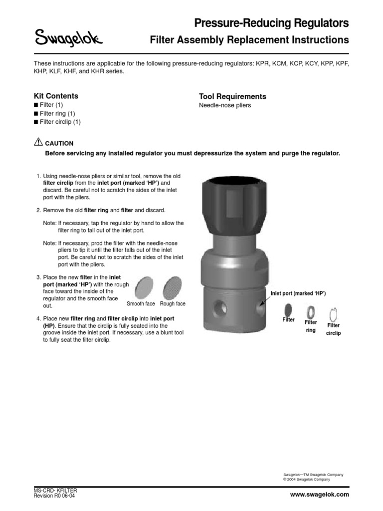 Regulator Filter Assembly Kit | PDF