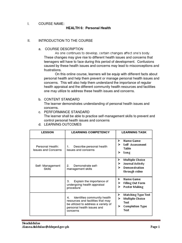 Grade 6 Personal Health Issues Module | PDF | Oral Hygiene | Health ...