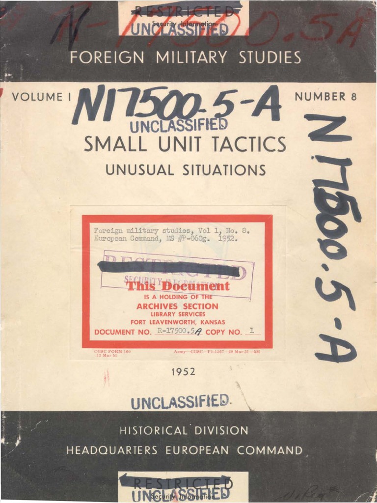 Small Units in Unusual Situations | PDF | Defense Policy | Military Forces