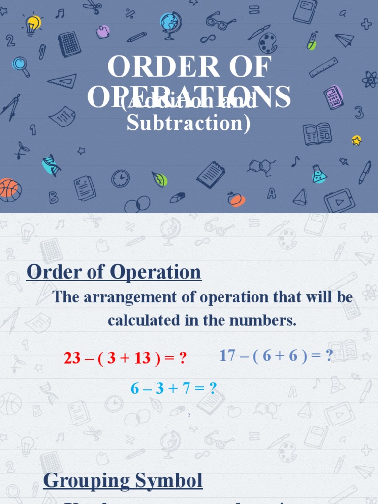 10 Order of Operation (Add & Subtract) | PDF