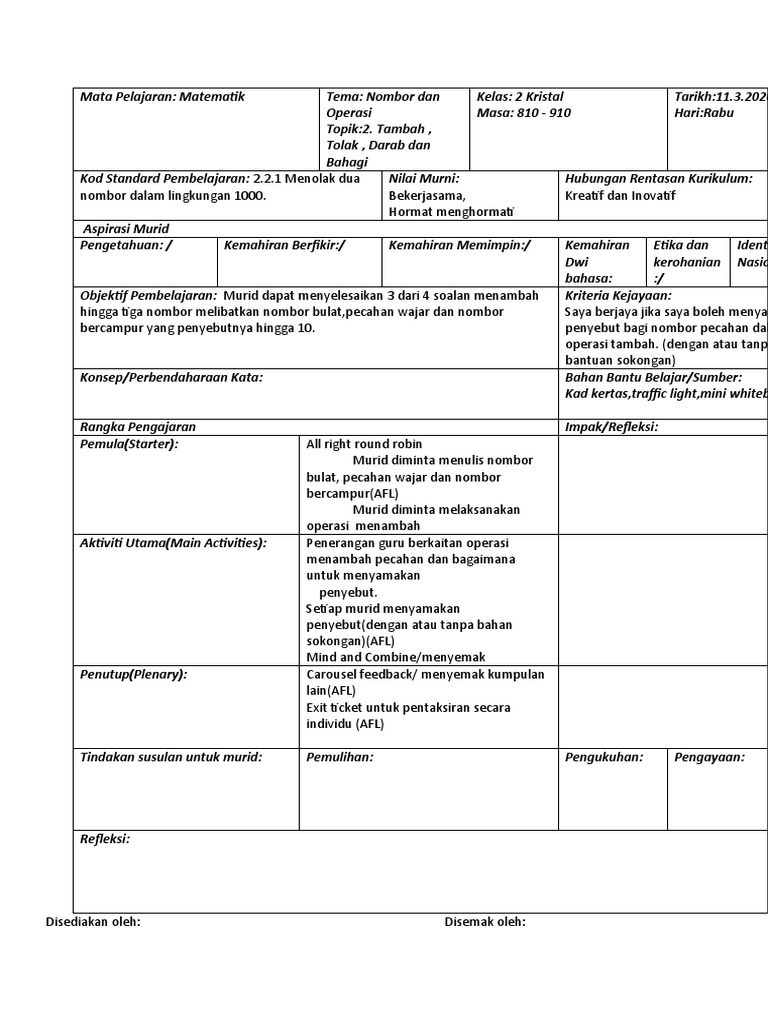 Contoh RPH TS25 | PDF