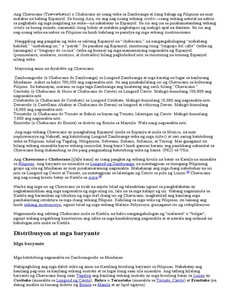 Ang Chavacano | PDF