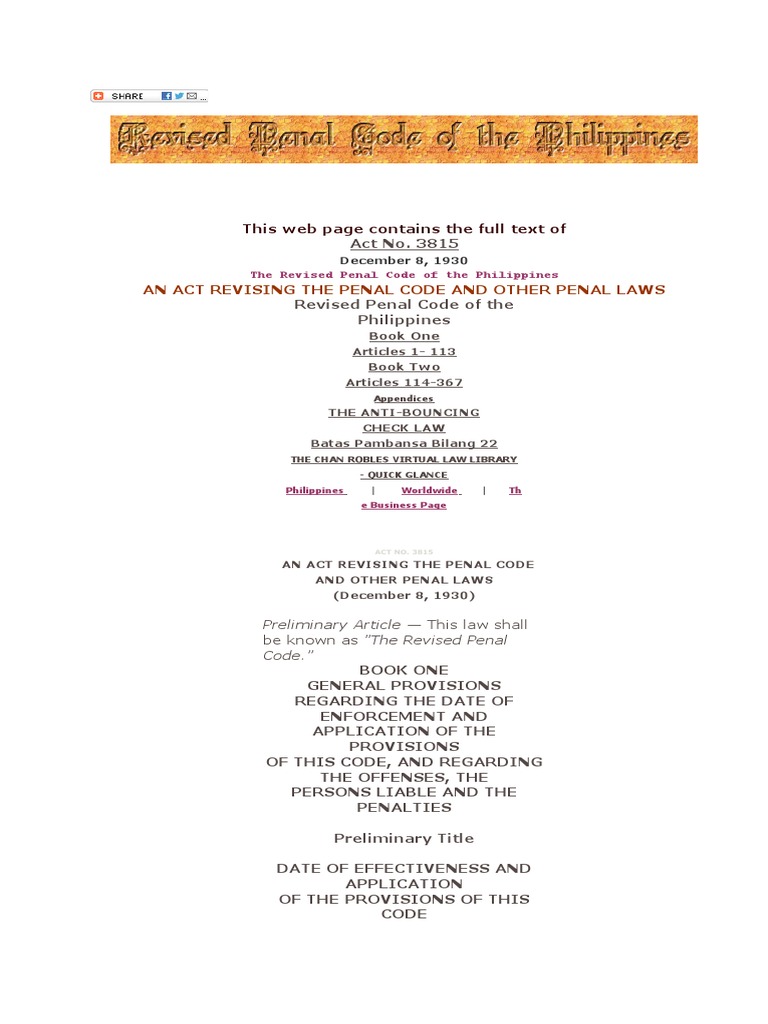 An Act Revising The Penal Code and Other Penal Laws: This Web Page ...