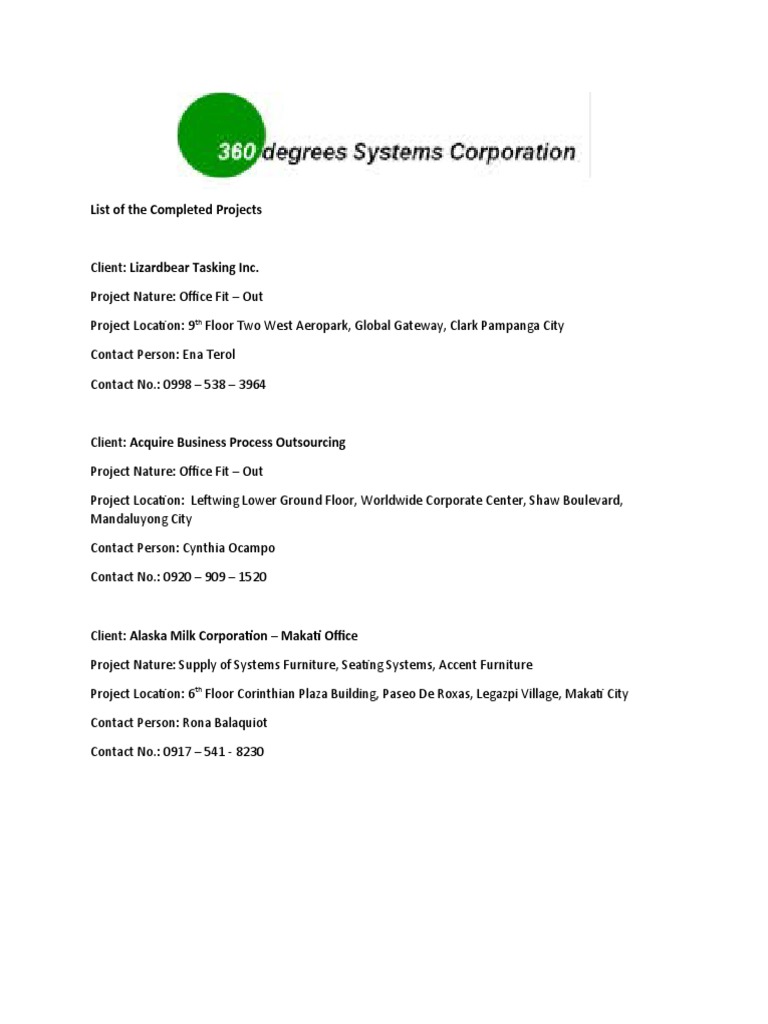 Completed Projects Overview | PDF