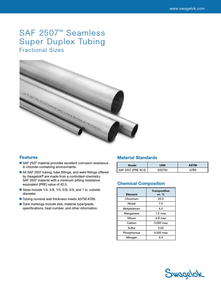 SAF 2507 Tubing (MS-02-151) R2 | PDF | Pipe (Fluid Conveyance ...