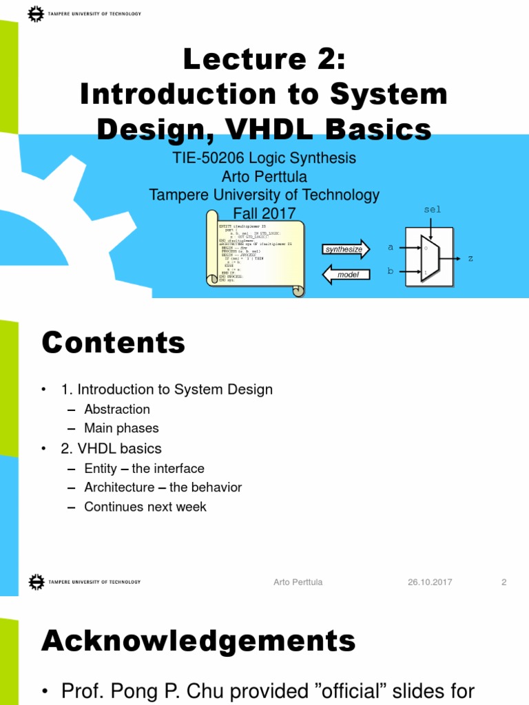 Introduction To System Design, VHDL Basics | PDF | Vhdl | Hardware Description Language