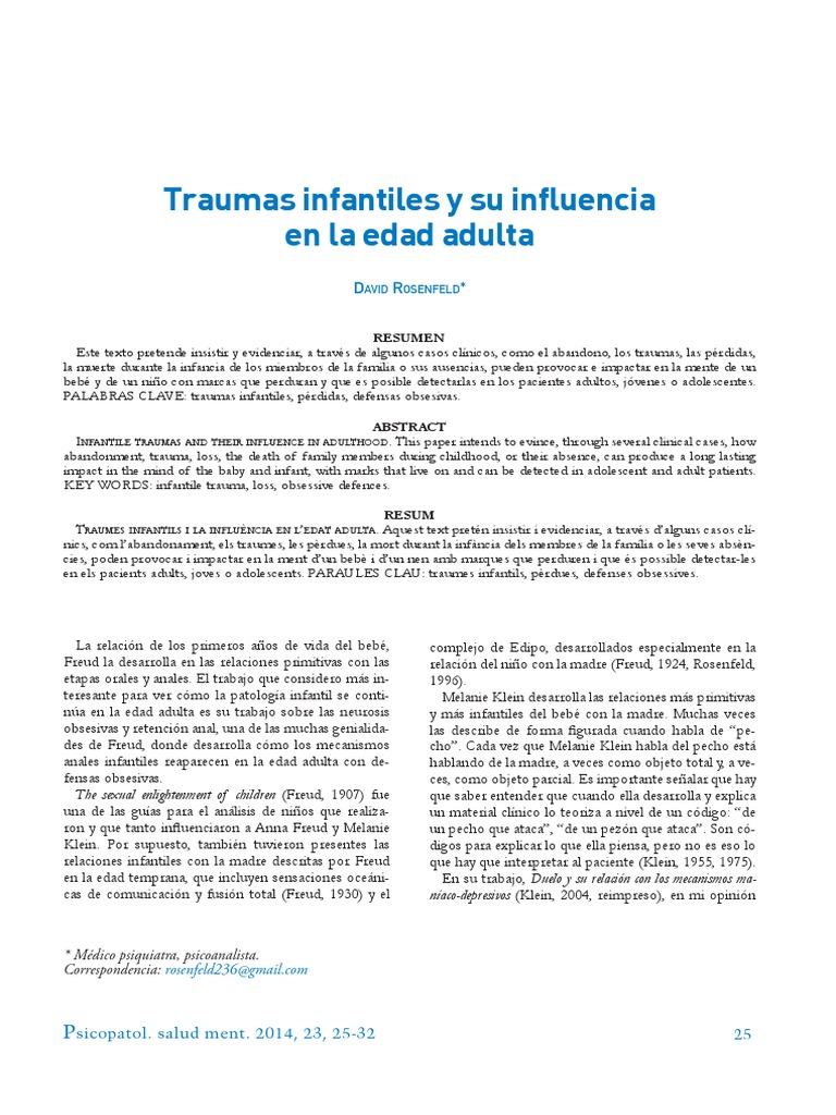 Traumas Infantiles y Su Influencia en La Edad Adulta PDF | PDF ...