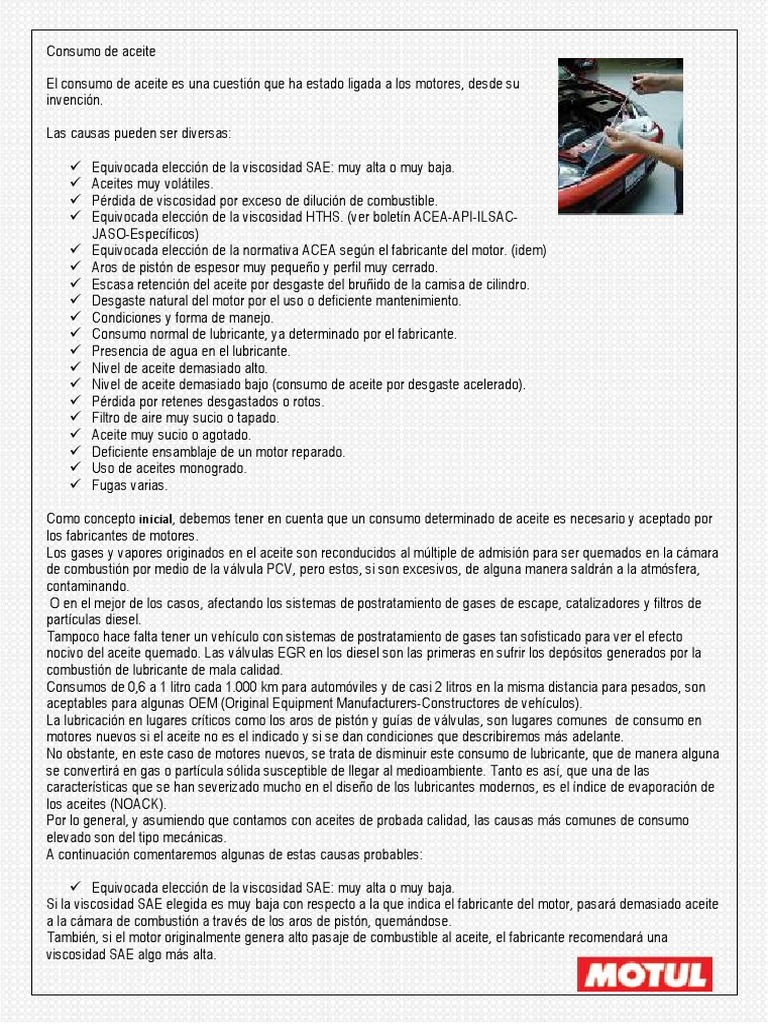 Consumo De Aceite Pdf Lubricante Motor Diesel