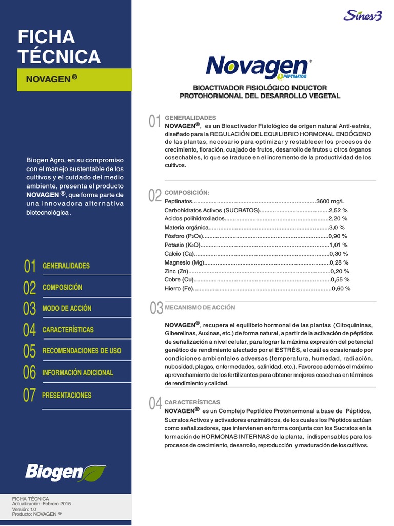 Ficha Técnica Novagen | PDF | Cultivos | Plantas