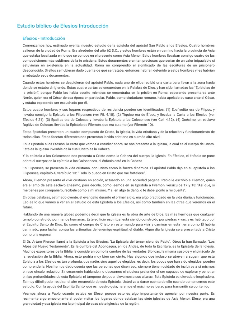 Estudio Bíblico de Efesios Introducción PDF | PDF | Epístola a Filemón | Pablo el apóstol