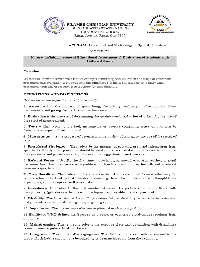 Assessment in Special Education | PDF | Individualized Education ...