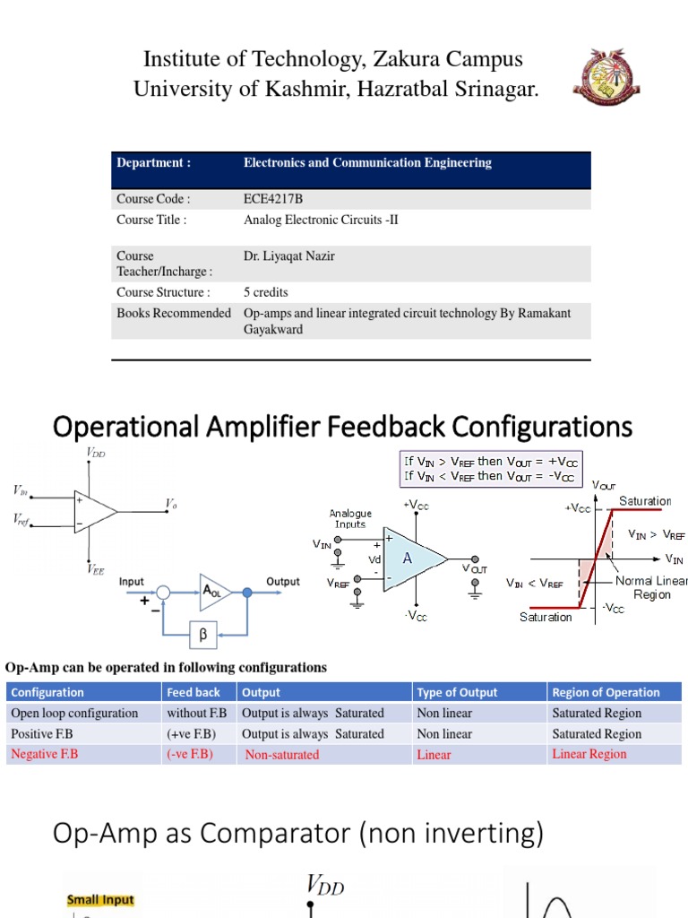 Analog Electronic Circuits II Course Structure and Op-Amp ...