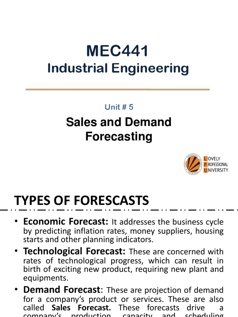 Industrial Engineering: Sales and Demand Forecasting | PDF | Forecasting | Mean Squared Error