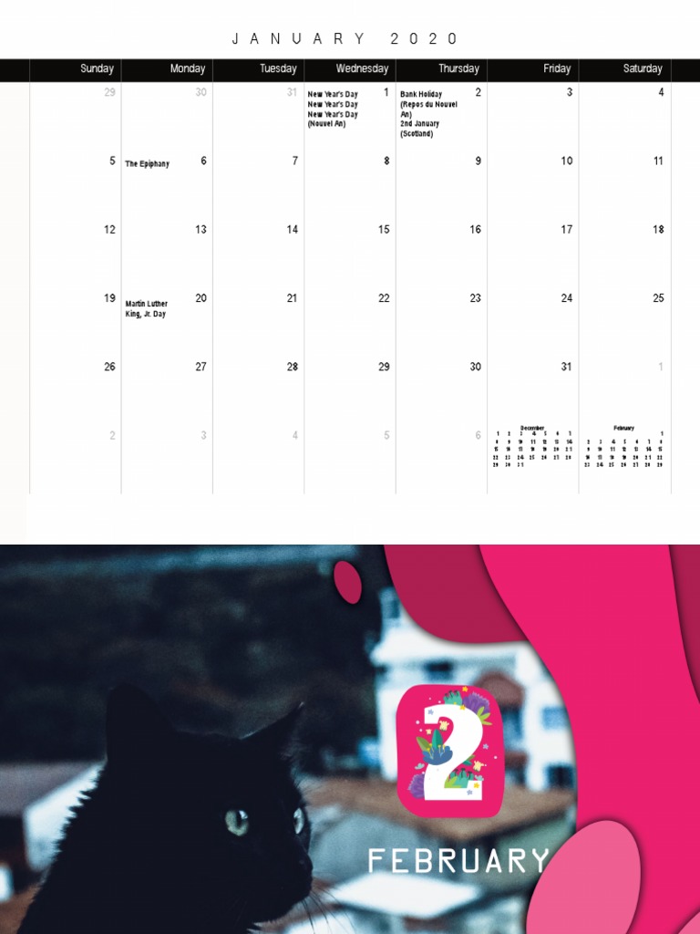 2020 Calendar Cat Full Colors | PDF | Easter | April Observances