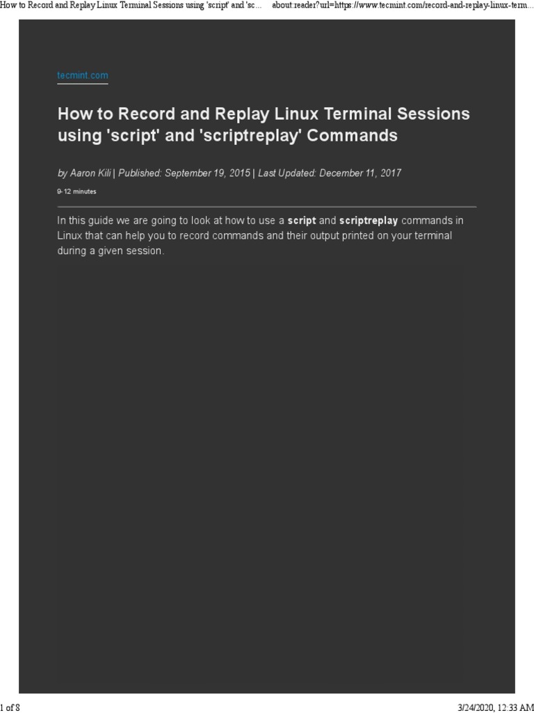 How To Record And Replay Linux Terminal Sessions Using Script And Scriptreplay Commands 8923