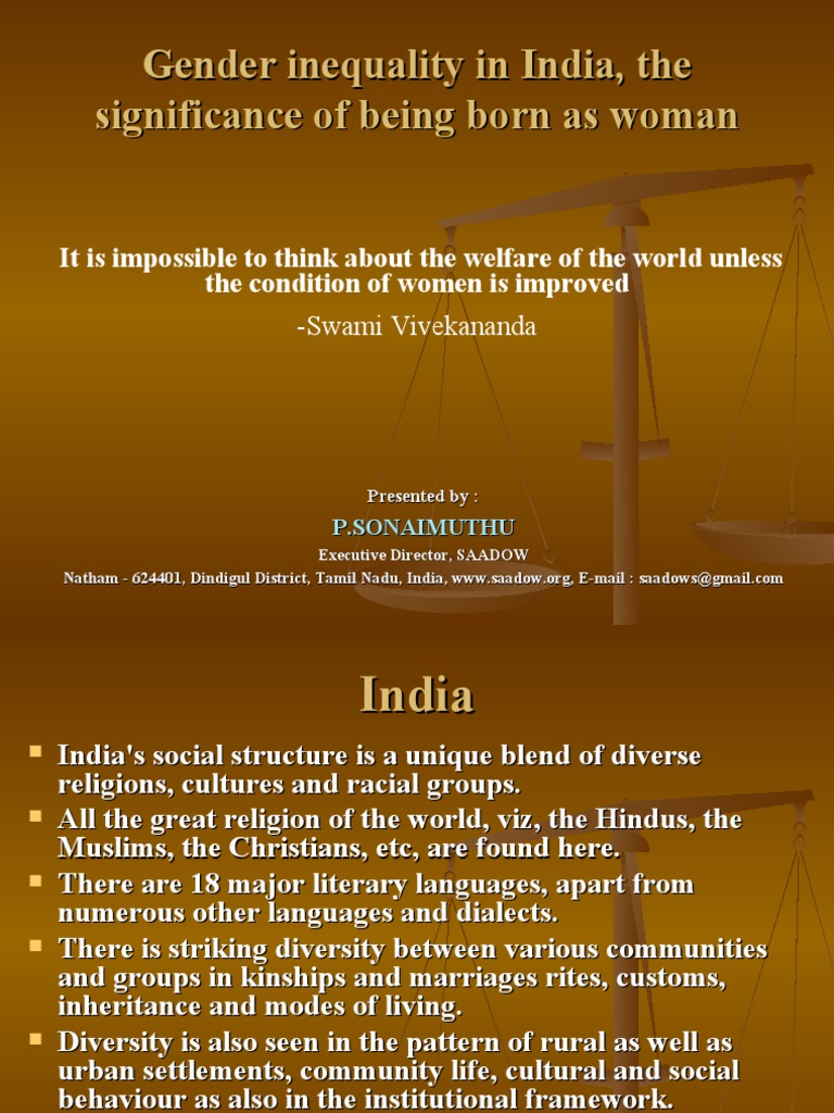 Sonaimuthu SAADOW INDIA Presentation On Gender Inequality | PDF | Woman ...