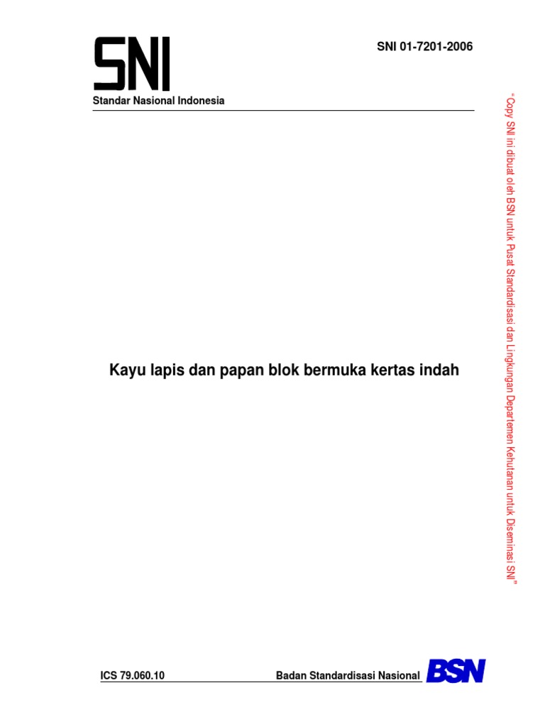 Standar Mutu Kayu Lapis dan Papan Blok Bermuka Kertas Indah | PDF