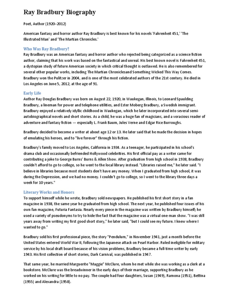 Ray Bradbury | PDF | Ray Bradbury